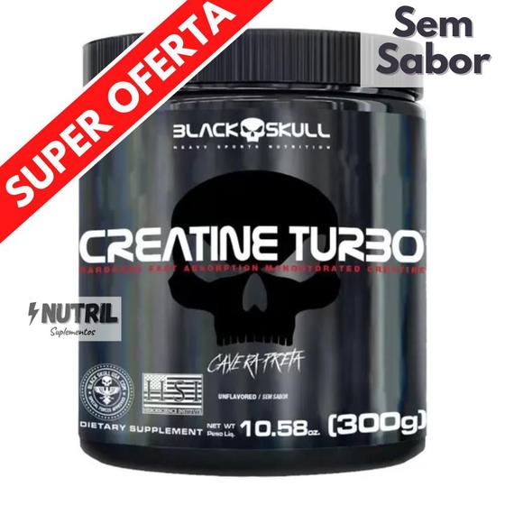 Creatina em Pó Monohidratada TURBO Black Skull 300g - Creatine Mono ...