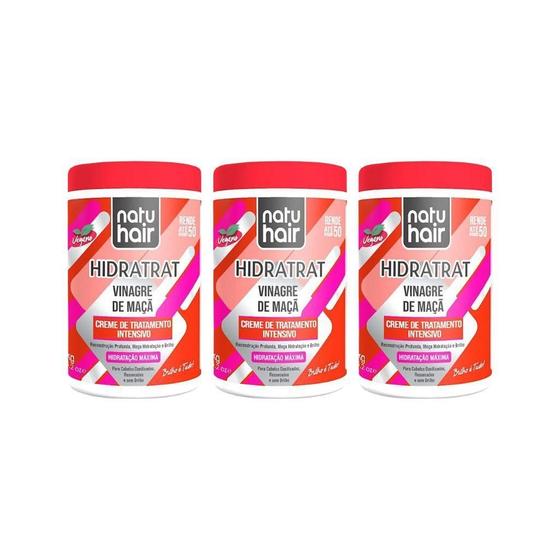 Creme De Tratamento Natuhair 1K Hidrat Vinagre De Maça - 3Un - Máscara ...