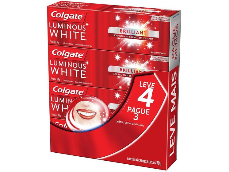 Creme Dental Clareador Colgate - Luminous White Brilliant 70g 4 ...