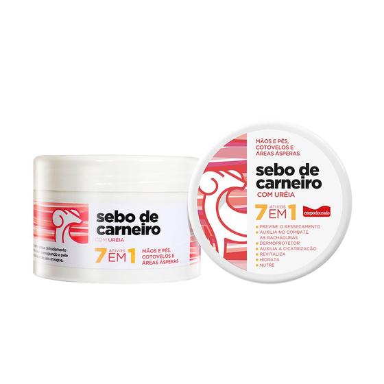 Creme Hidratante Sebo de Carneiro com Uréia 7 Ativos em 1 Corpo Dourado ...