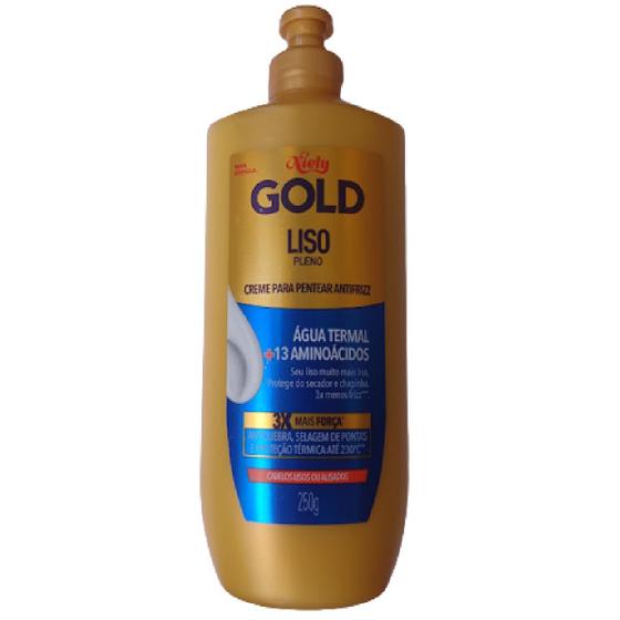 Creme para Pentear Niely Gold Liso Pleno Água Termal + 13 Aminoácidos ...