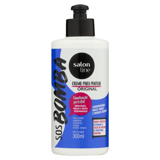 Creme para Pentear Salon Line S.O.S Bomba Original Cabelos Ondulados e Cacheados com 300mL ...