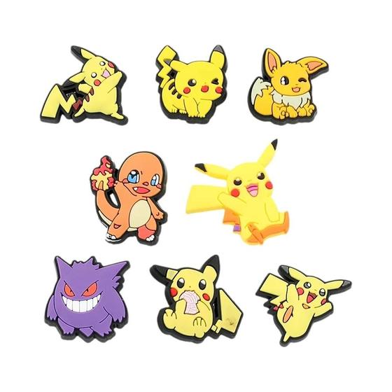Crianças Pokemon Sapato Fivela Crocs Decoração Pikachu Gengar Axew Mew ...