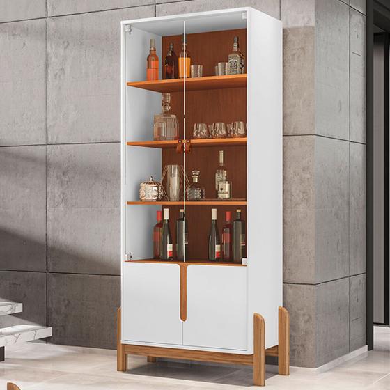 Cristaleira Lizz 2 Portas 3 Prateleiras Branco/Cedro - Casa D - Cristaleira - Magazine Luiza