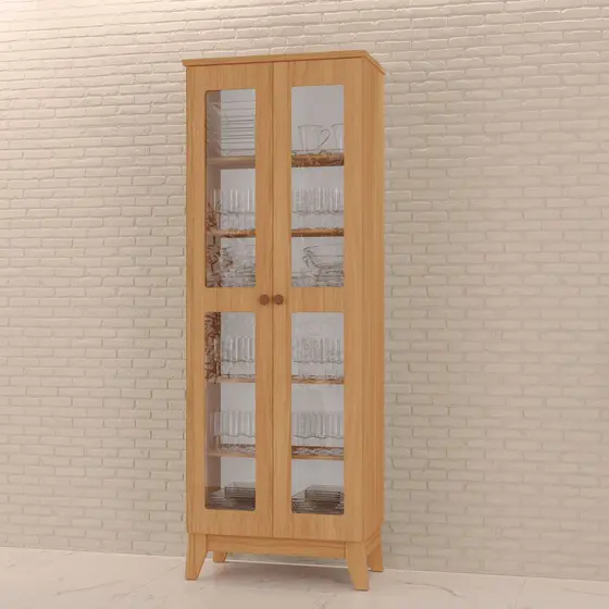 Cristaleira Maya Tuboarte 100% em MDF com 2 portas e kit pés ...