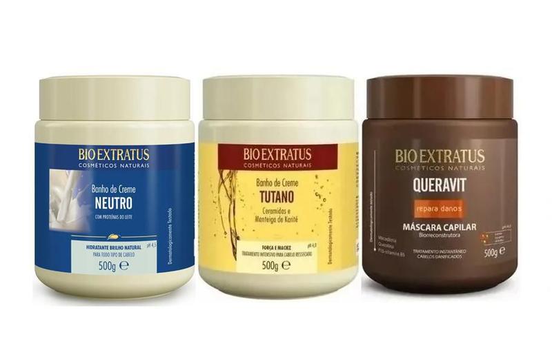 Cronograma Capilar Tutano + Queravit + Neutro 500 G Cada - Bio Extratus - Cuidados com o Cabelo ...