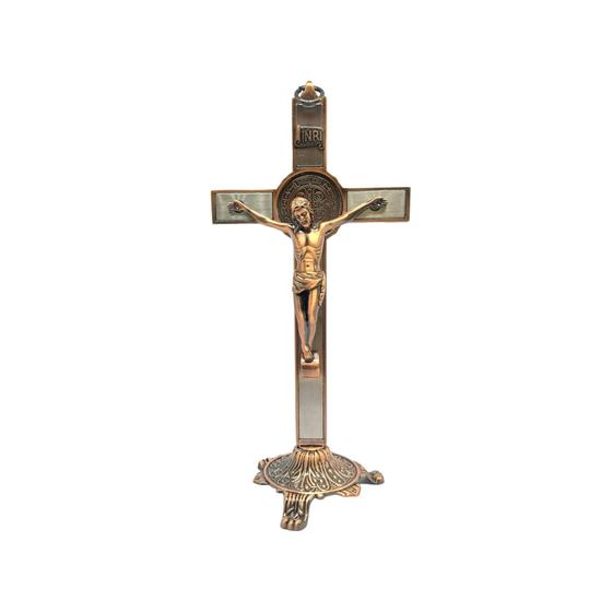 Crucifixo Em Metal Para Parede E Mesa Resinado 20cm Estilizado com ...