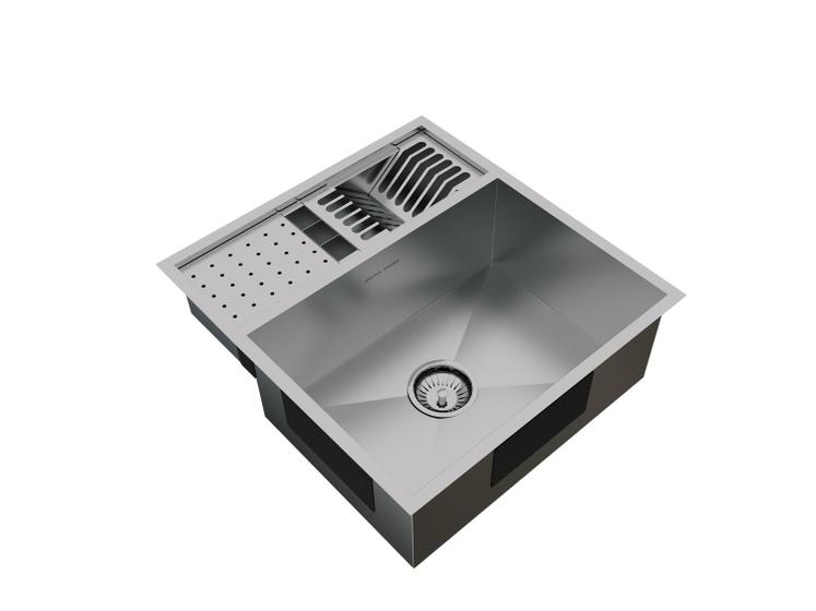 Cuba Com Calha Úmida Integrada Completa Inox 304 Com Válvula Escovado ...