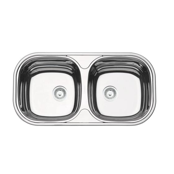 Cuba de embutir/sobrepor Tramontina Isis 2C 34 BS em Aço Inox Alto ...