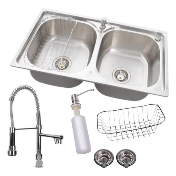 Cuba Dupla Cozinha Gourmet Inox 304 + Kit E Torneira Gourmet - Stillus ...