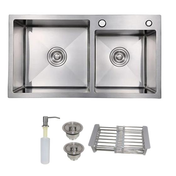 Cuba Dupla Gourmet Aço Inox 304 Bancada Cozinha Pia De Sobrepor ou ...