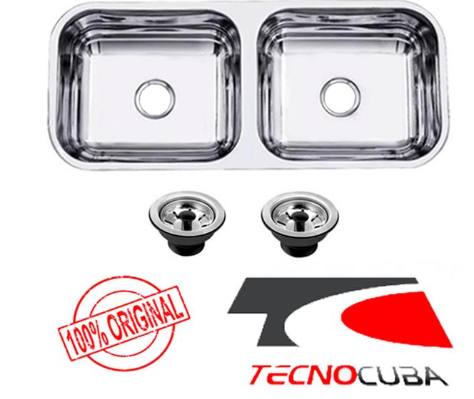 Cuba Dupla Normal 84x34x14 Aço inox 430 - Polida + válvula - tecnocuba ...