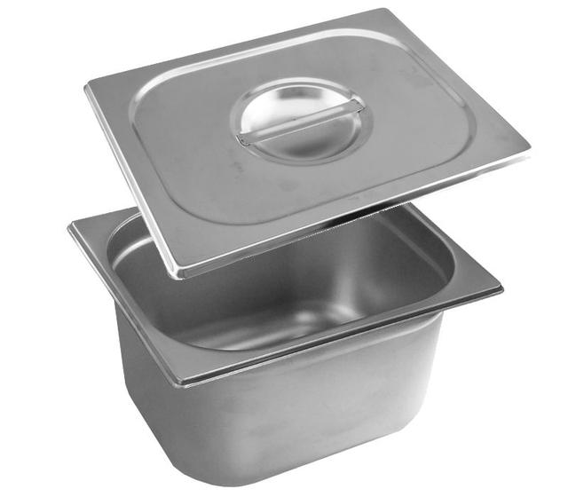 Cuba Gastronômica Em INOX GN 1/2X150 mm 9,5 Litros + TAMPA 1/2 Em INOX ...