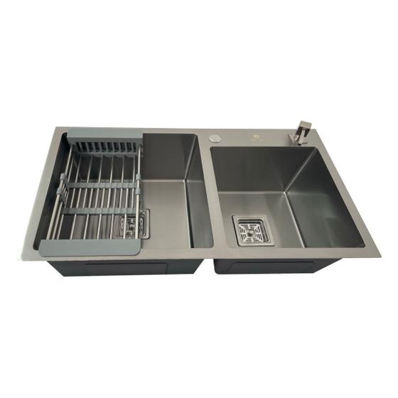 Cuba Gourmet Quadrada Dupla 78x43cm Escovada Aço Inox 304 Com ...