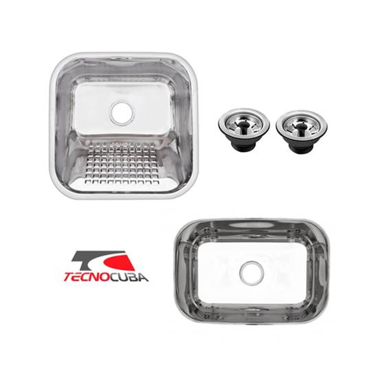 Cuba Inox N1 46x30x14cm e Tanque Inox 40x34cm Aço 430 Tecnocuba com ...