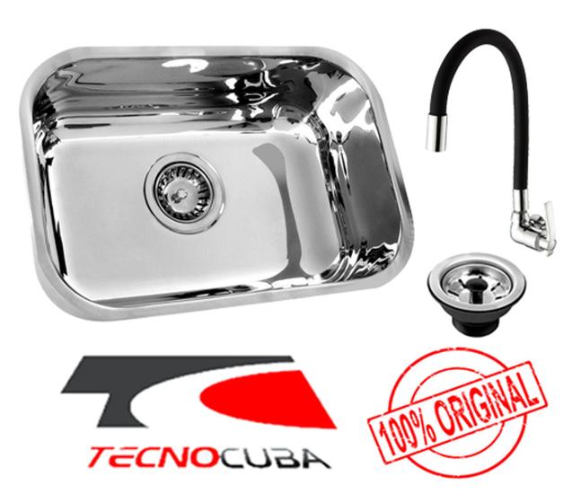 Cuba inox para cozinha n1 46x30x17 com torneira e válvula - alto brilho ...