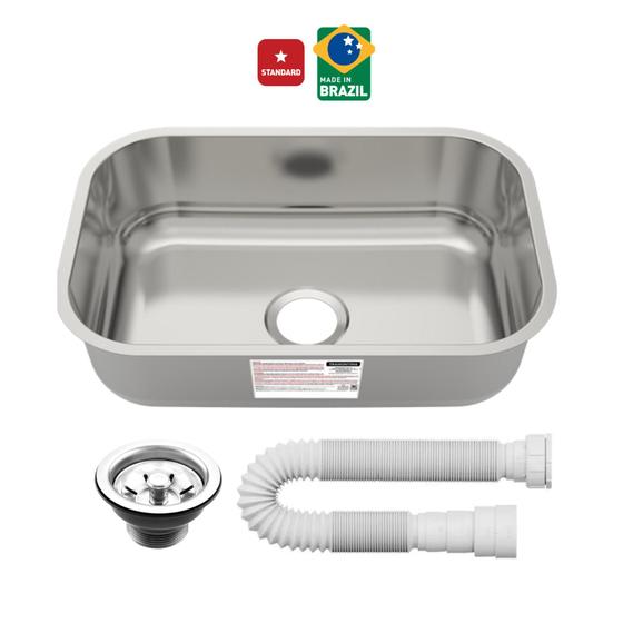 Cuba Inox Pia Cozinha Tramontina 46x30x14 N 1-14 com Válvula e Sifão ...