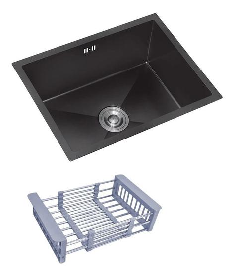 Cuba Inox Preta Sobrepor/embutir 50x40cm. Black Com Escorredor - SOLLUX ...