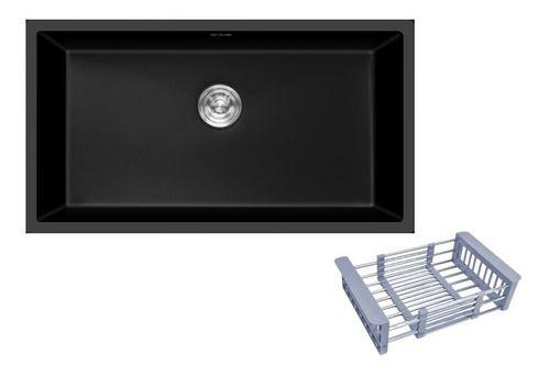Cuba Inox Preta Sobrepor Ou Embutir 60x40 Black Com Escorredor - SOLLUX ...