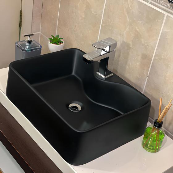 Cuba Para Banheiro Preto Fosco Prisma Em Mármore Sintético - Art Cubas ...