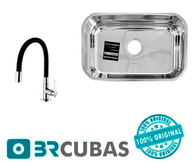 Cuba para Pia de Cozinha Aço Inox 304 56x34x17- BR CUBAS + TORNEIRA ...
