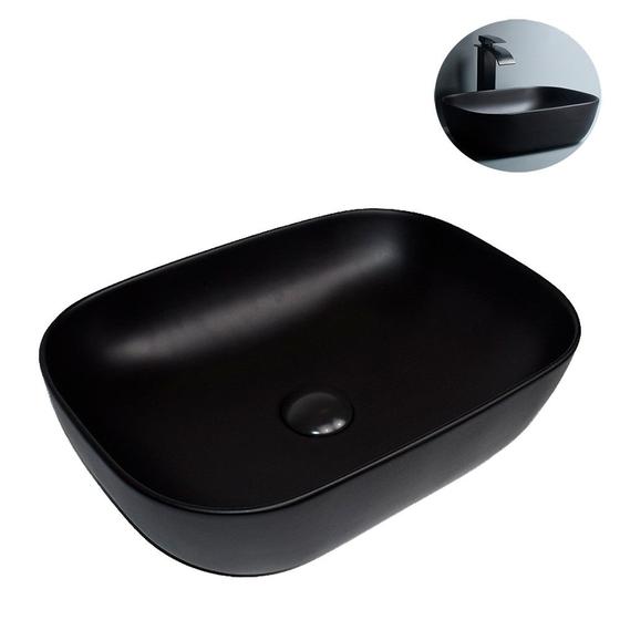 Cuba Pia Banheiro Cerâmica Preta Sobrepor Oval 46x32 - Deend - Cuba de ...