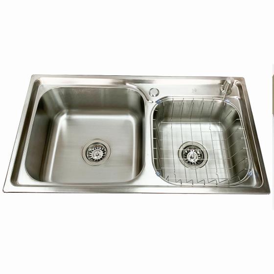 Cuba Pia Cozinha Gourmet Dupla Inox 304 Escovado 78x43cm - DECORPLACE ...