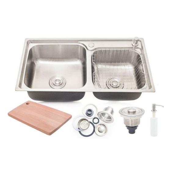 Cuba Pia Dupla Gourmet Aço Inox 201 para cozinha Belcca 43x78cm Kit ...