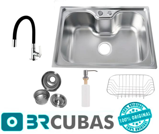 Cuba Pia Gourmet Cozinha em Aço Inox Com Acessórios 50x40 + torneira ...