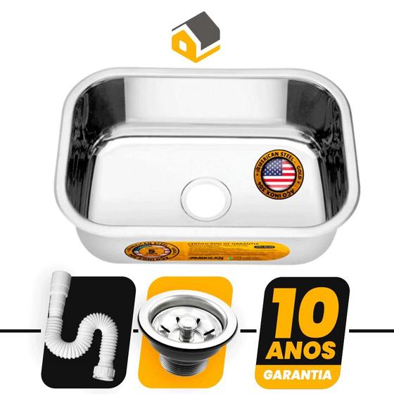 Cuba Pia Inox 47X30X17 - inox 304 - American Steel - Pia e Cuba de ...