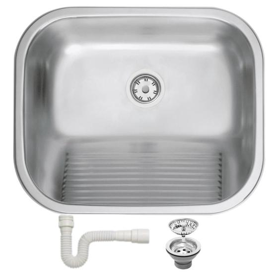 Cuba Tanque 50X40 Tramontina Aço Inox 34L Acetinado C/Sifão e Válvula ...