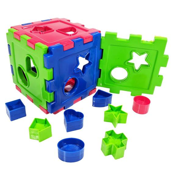 Cubo Didático Formas Geométricas Encaixe Brinquedo Infantil - Toy Master - Brinquedos Educativos ...