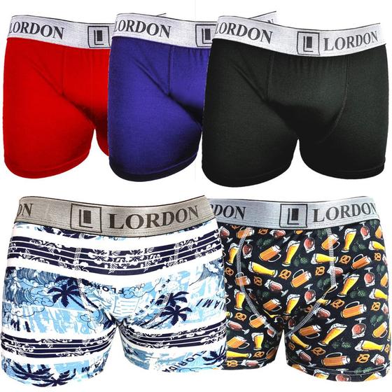 Cueca Boxer Box kit 5 Peças P ao Plus Size Adulto Masculino Estampada ...