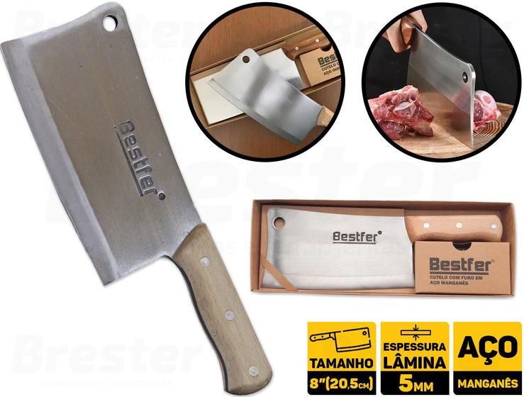 Cutelo Tipo Artesanal Profissional Aço Manganês 5,5 Mm Full Tang 8 ...