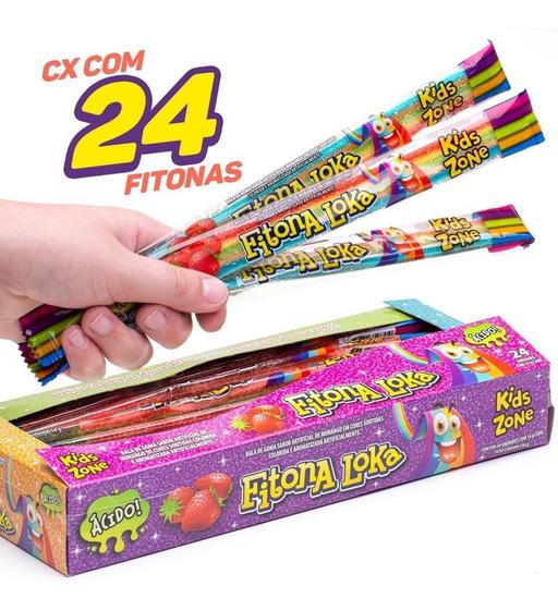 Cx 24x - Bala De Goma Fitona Loka - Bala Ácida De Morango - KIDS ZONE ...