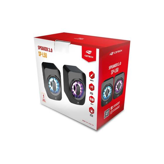 Cx De Som C3tech 2.0 Led 6w Preto - Sp-l50bk - C3 TECH - Caixas de Som - Magazine Luiza
