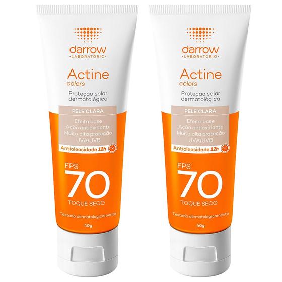 Darrow Actine Colors Kit com 2 Unidades Protetor Solar Facial com Cor ...