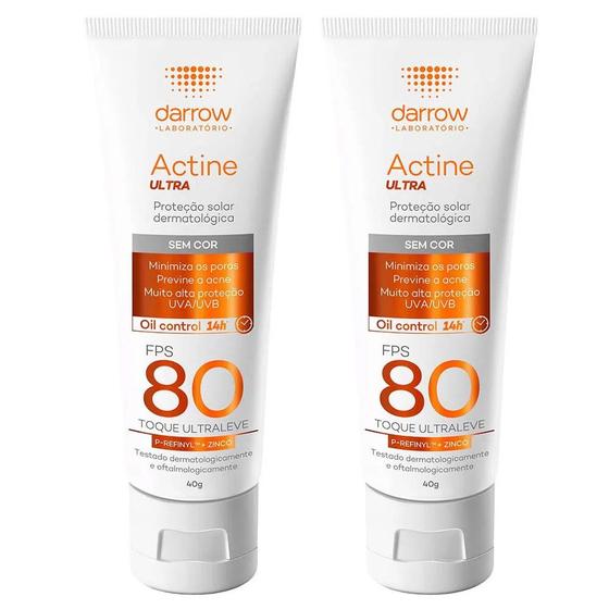 Darrow Actine Ultra Kit com 2 Unidades Protetor Solar Facial FPS80 40g ...