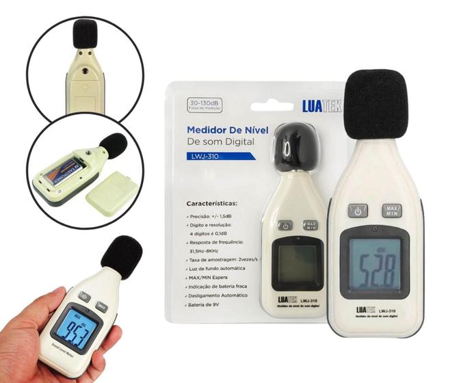Decibelímetro Medidor De Som E Ruídos Decibéis Digital - Luatek ...