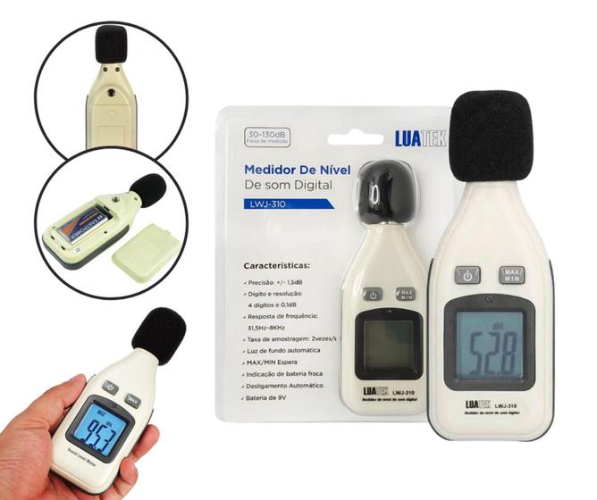 Decibelímetro Medidor De Som E Ruídos Decibéis Digital - Luatek ...