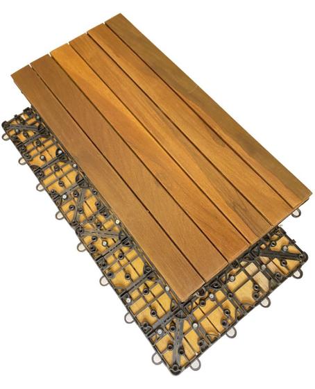 Deck de Madeira Modulado com Base Plástica 6 Ripas 30x60 Kit 72 Peças ...