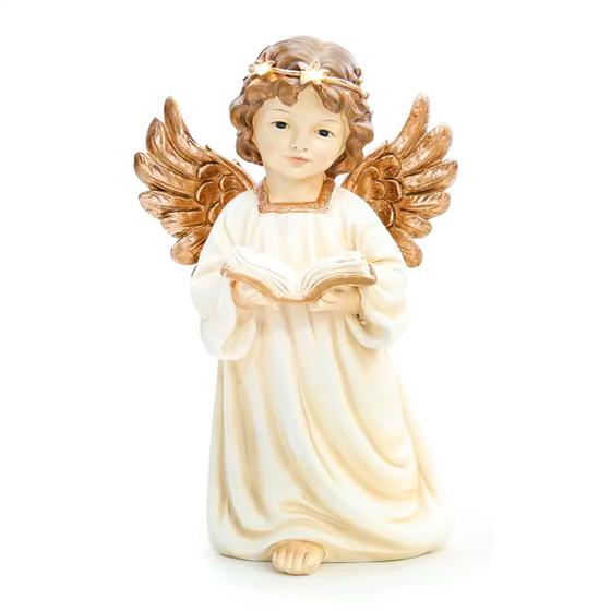 Decoração Casa Anjo em Renisa Iluminado com Led 25 cm Enfeite Religioso ...