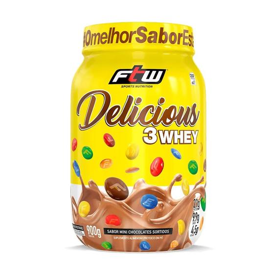 Delicious 3 Whey 900g Mini Chocolates Sortidos - FTW - Whey Protein ...