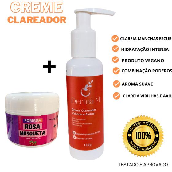 Derma-mi Creme Clareador intimo 100g + Pomada de Rosa Mosqueta ...