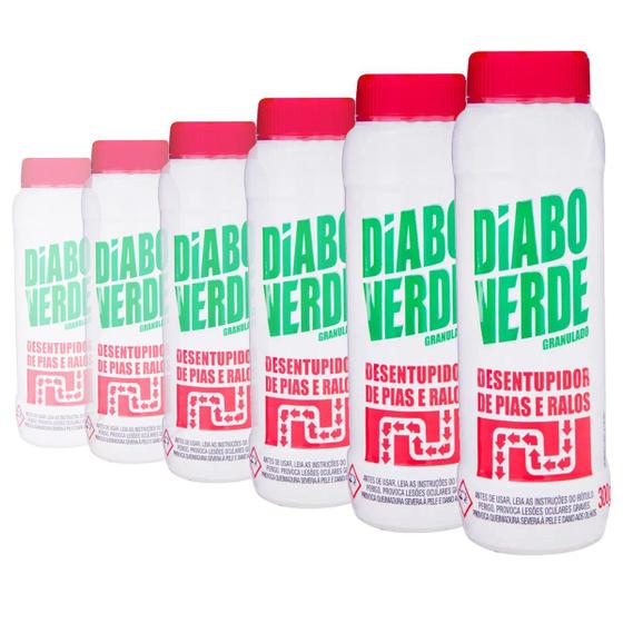 Desentupidor de Pias e Ralos Diabo Verde 300g Granulado Caixa com 06 ...