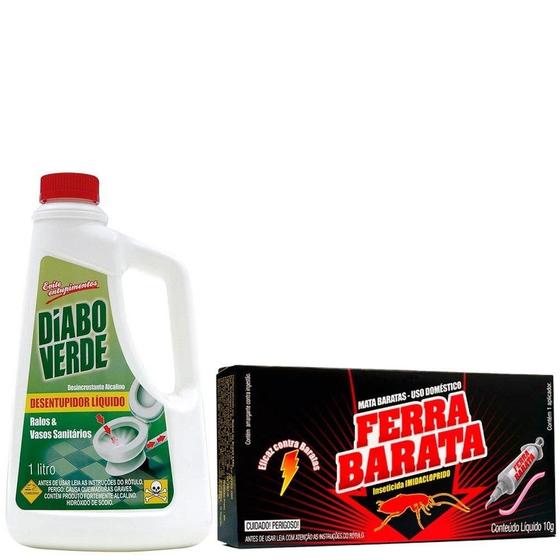 Desentupidor Diabo Verde Líquido 1L - Embalagem com 6 Unidades Grátis ...