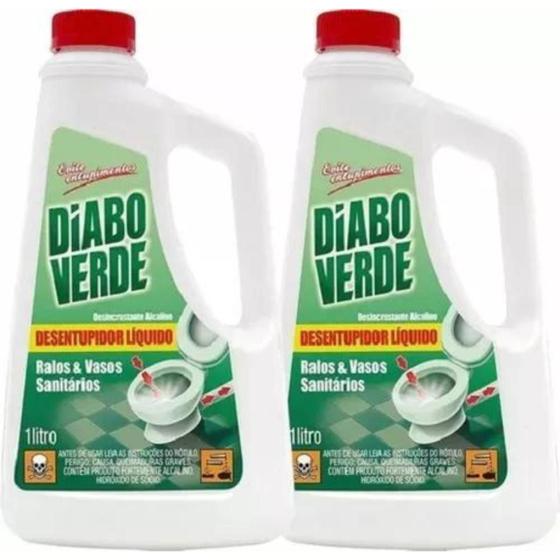 Desentupidor Liquido Diabo Verde Pias E Ralos Kit 2 Un 1 L - Limpador ...