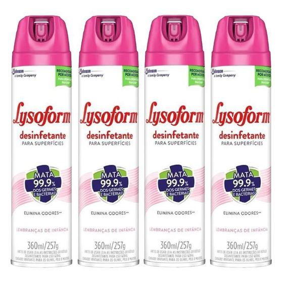 Desinfetante Lysoform Spray Aero Mata Vírus Bactérias 4un - Sc Johnson ...