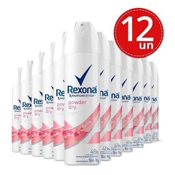Desodorante Aerosol Rexona Powder Dry Rosa 150ml - 12 Unidades ...