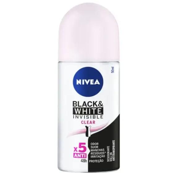 Desodorante Antitranspirante Roll-on Nivea Invisible Black & White Clear 50ml - Desodorante ...